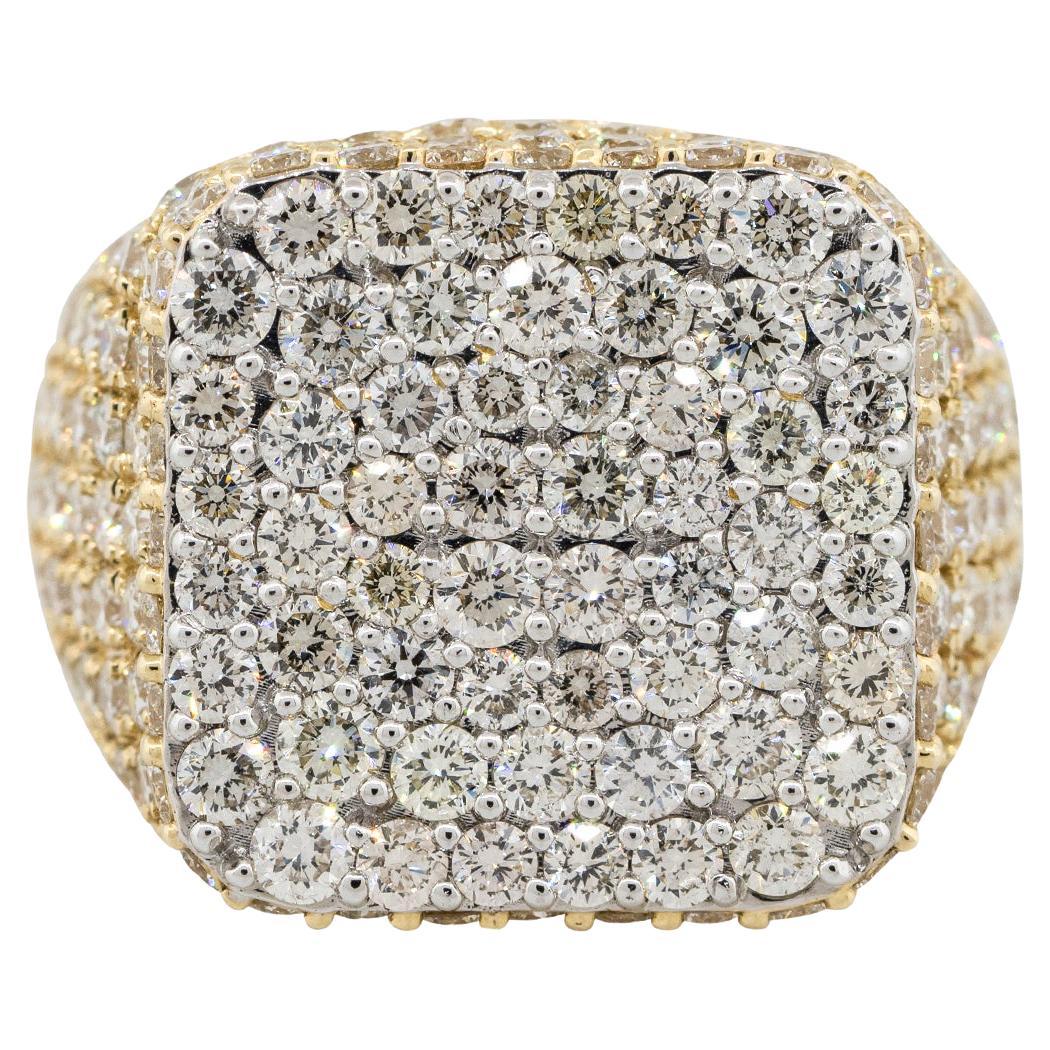 Customizable 6.20 Carat Diamond Pave Square Shaped Mens Ring 14 Karat ...