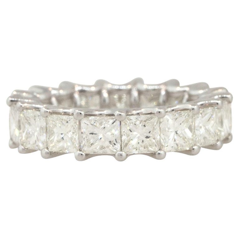 6.23 Carat Princess Cut Diamond Eternity Wedding Band Platinum in Stock ...