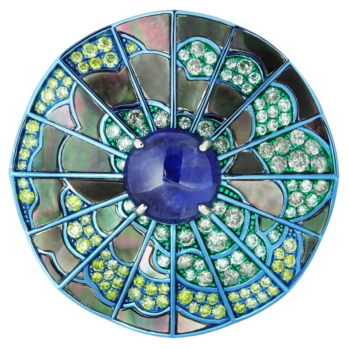 Mixed-Color Sapphire and Diamond Ring, 18K Gold, Austy Lee For Sale at ...