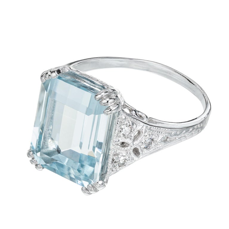 6.25 Carat Aqua Diamond Platinum Cocktail Ring For Sale at 1stDibs