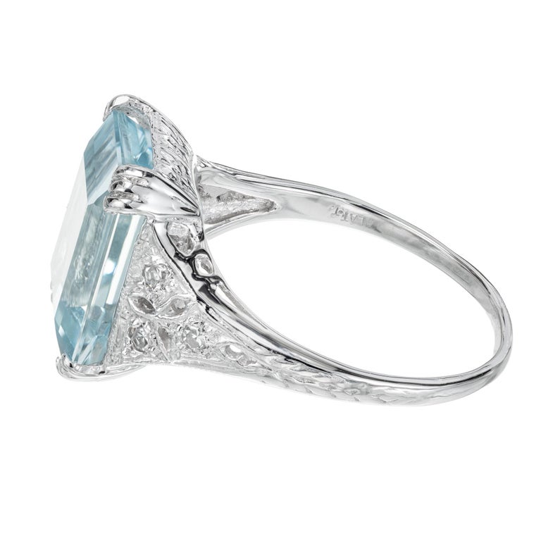 6.25 Carat Aqua Diamond Platinum Cocktail Ring For Sale at 1stDibs