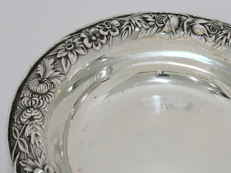 Sterling Silver S. Kirk and Son Antique Floral Repousse Footed Serving ...