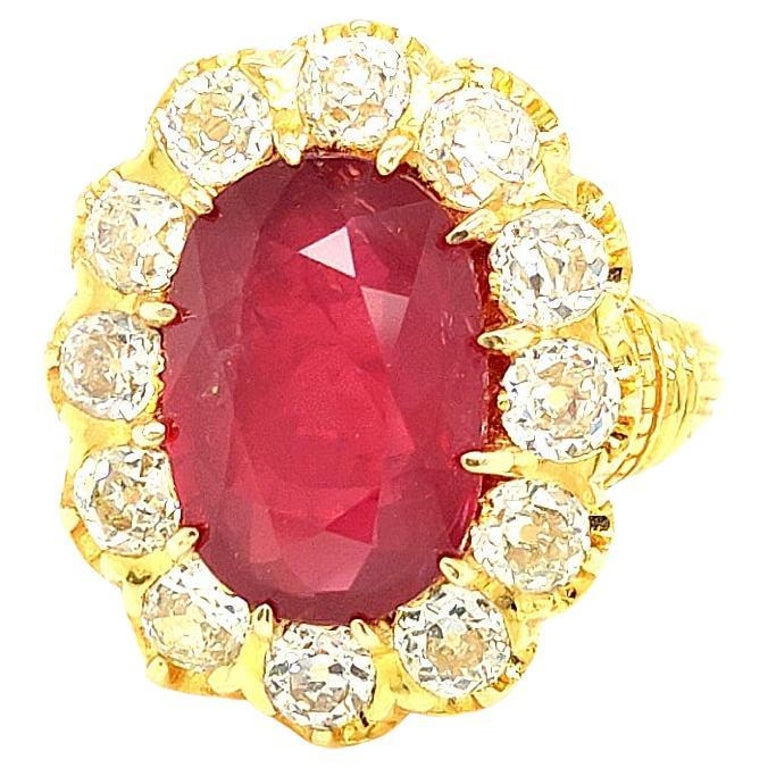 6.26 Carat Art Deco Style No Heat Mozambique Ruby Ring in 18k Yellow ...