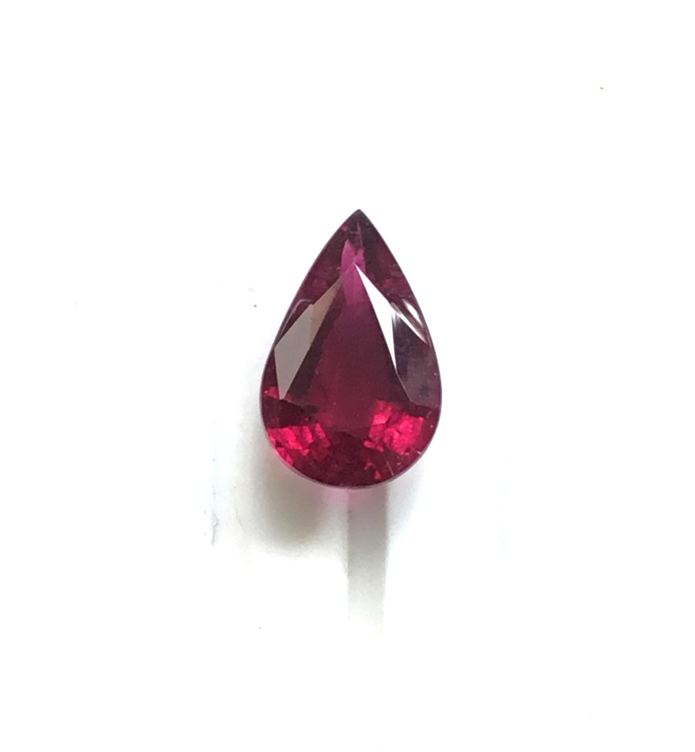 6.28 Carats Rubellite Tourmaline Pear Cut stone For Jewelry Natural ...