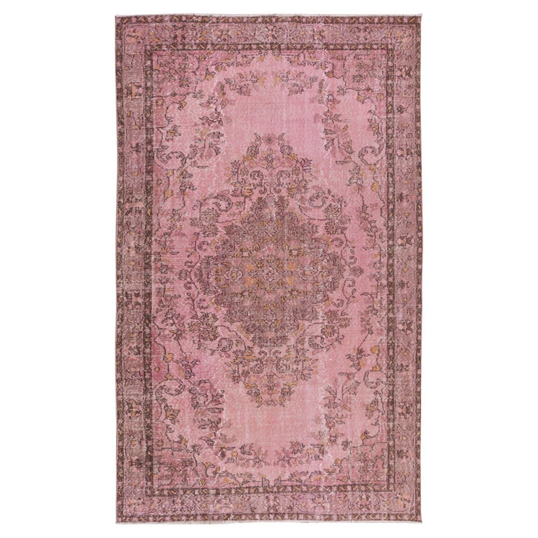 6.2x10.2 Ft Handmade Turkish Vintage Rug Over-Dyed in Pink for Modern ...