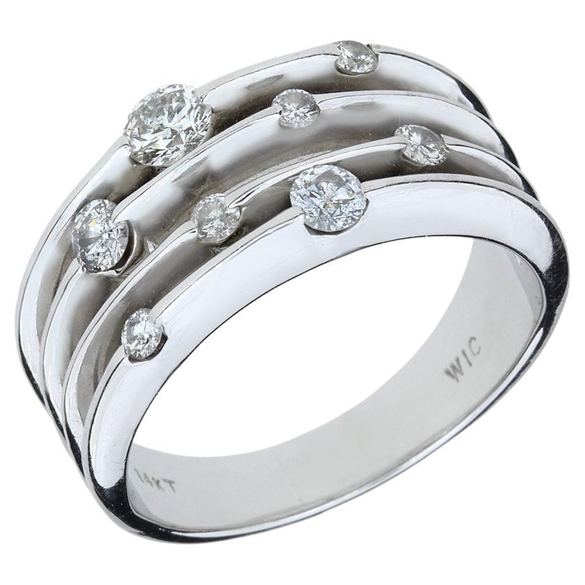 Triple Row Diamond Ring at 1stDibs