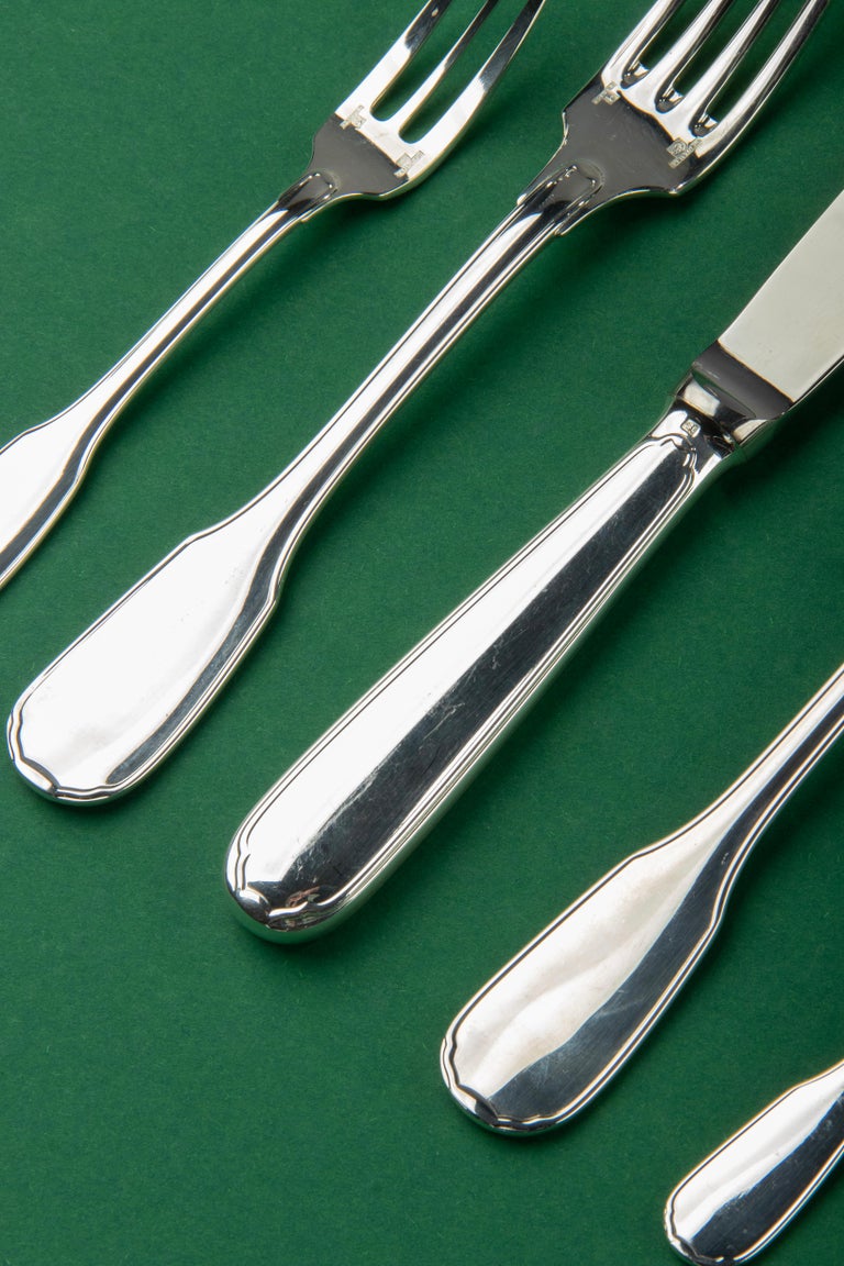 63-Piece Set Silver-Plated Flatware Made by Christofle, Model ...