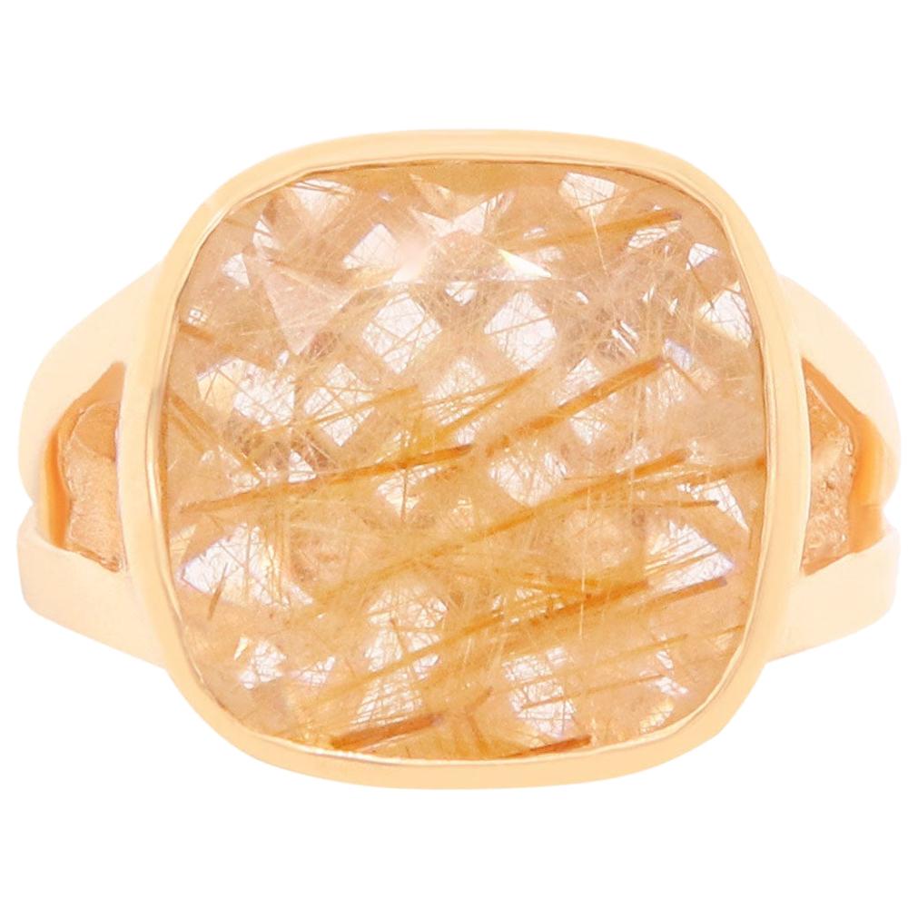 Rutilated Quartz Modernist Ring at 1stDibs