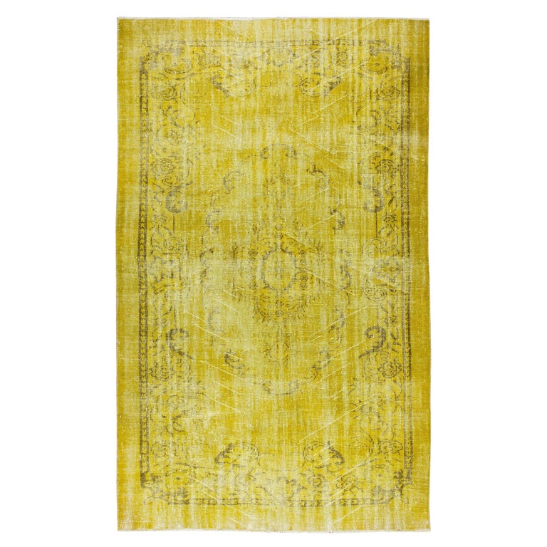 6.3x10 Ft Contemporary Handmade Turkish Vintage Area Rug Over-Dyed in ...