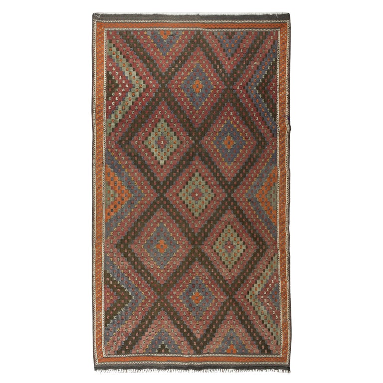 Vintage Turkish Jajim Kilim, One of a Kind Handmade Jijim Wool Rug For ...