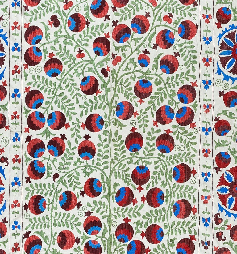 New Silk Hand Embroidered Suzani Bedspread, Traditional Table Cover For ...