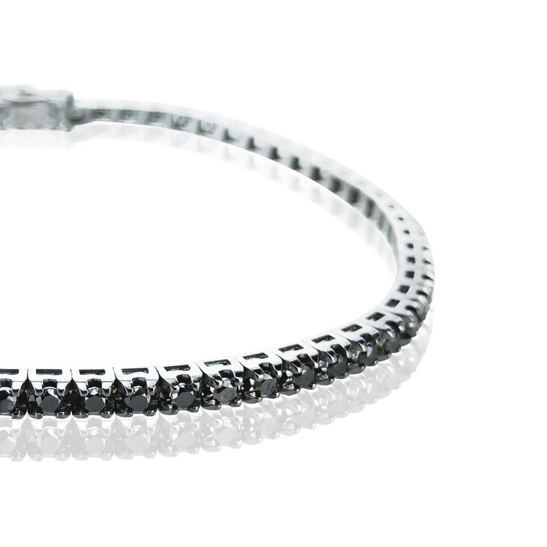 Contemporary 6 40 Carat Black Diamond In 18kt Black Gold Unisex Tennis