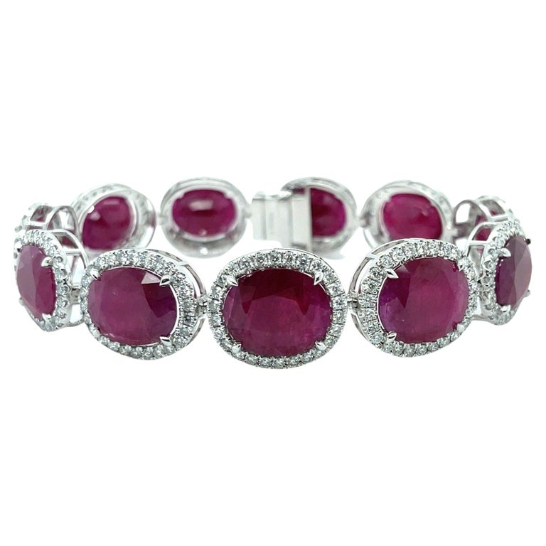 64.14ct Ruby and Diamond Bracelet in Platinum For Sale at 1stDibs
