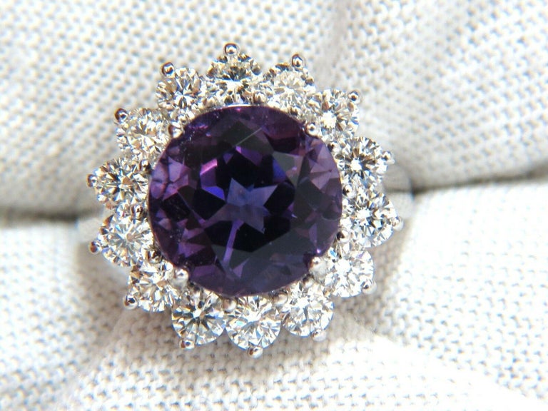 6.43CT Natural Briliant Round Bright Purple Amethyst Diamond Ring 14KT ...