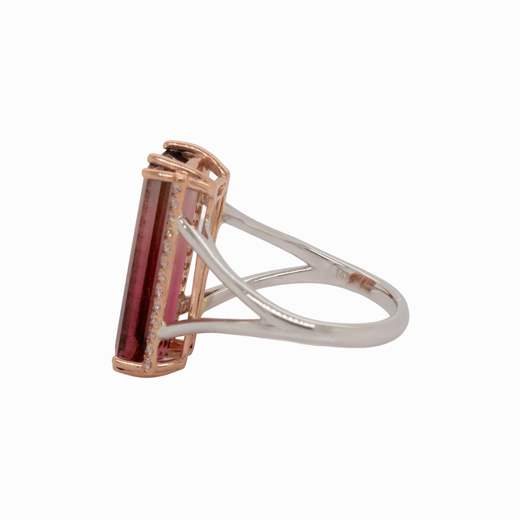 6.4cts Bi-Color Tourmaline Ring with Natural Diamond Accents: Solid 14k ...