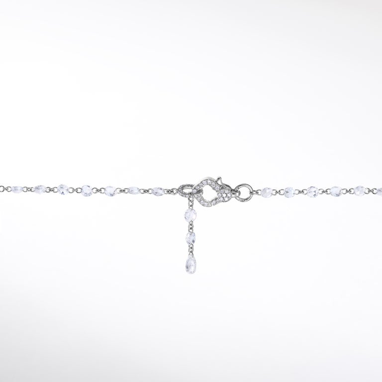 64Facets Rose Cut Diamond and Platinum Chain Necklace, 15 Carat For ...