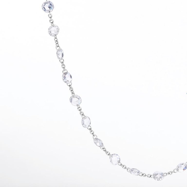 64Facets Rose Cut Diamond and Platinum Chain Necklace, 16 Carat For ...