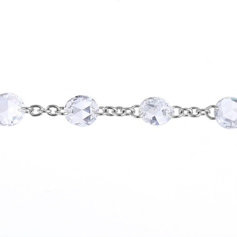 64Facets Rose Cut Diamond and Platinum Chain Necklace, 16 Carat For ...