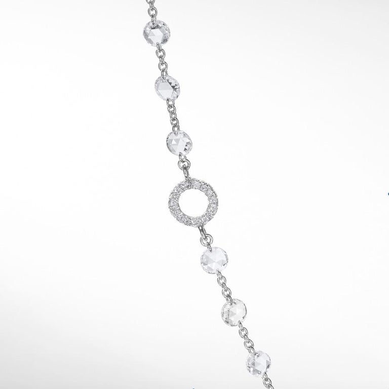 64Facets Rose Cut Diamond and Platinum Chain Necklace, 16 Carat For ...