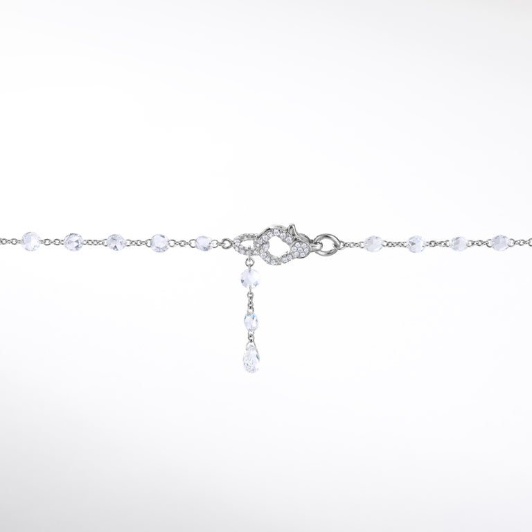 64Facets Rose Cut Diamond and Platinum Chain Necklace, 16 Carat For ...