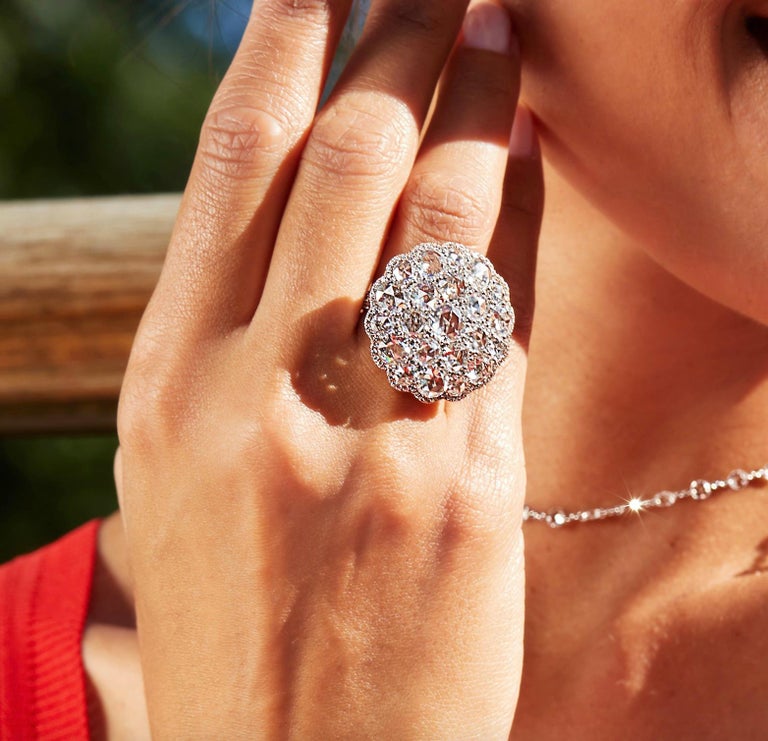 64 Facets 8.62 Carat Shield Shape Diamond Cocktail Cluster Ring in ...