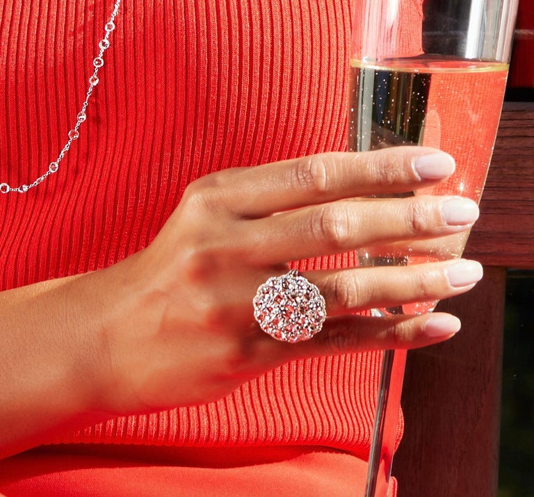 64 Facets 8.62 Carat Shield Shape Diamond Cocktail Cluster Ring in ...