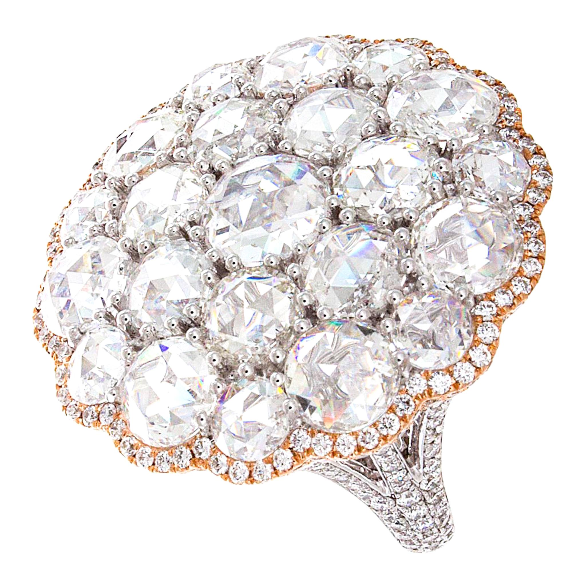 64 Facets 8.62 Carat Shield Shape Diamond Cocktail Cluster Ring in ...