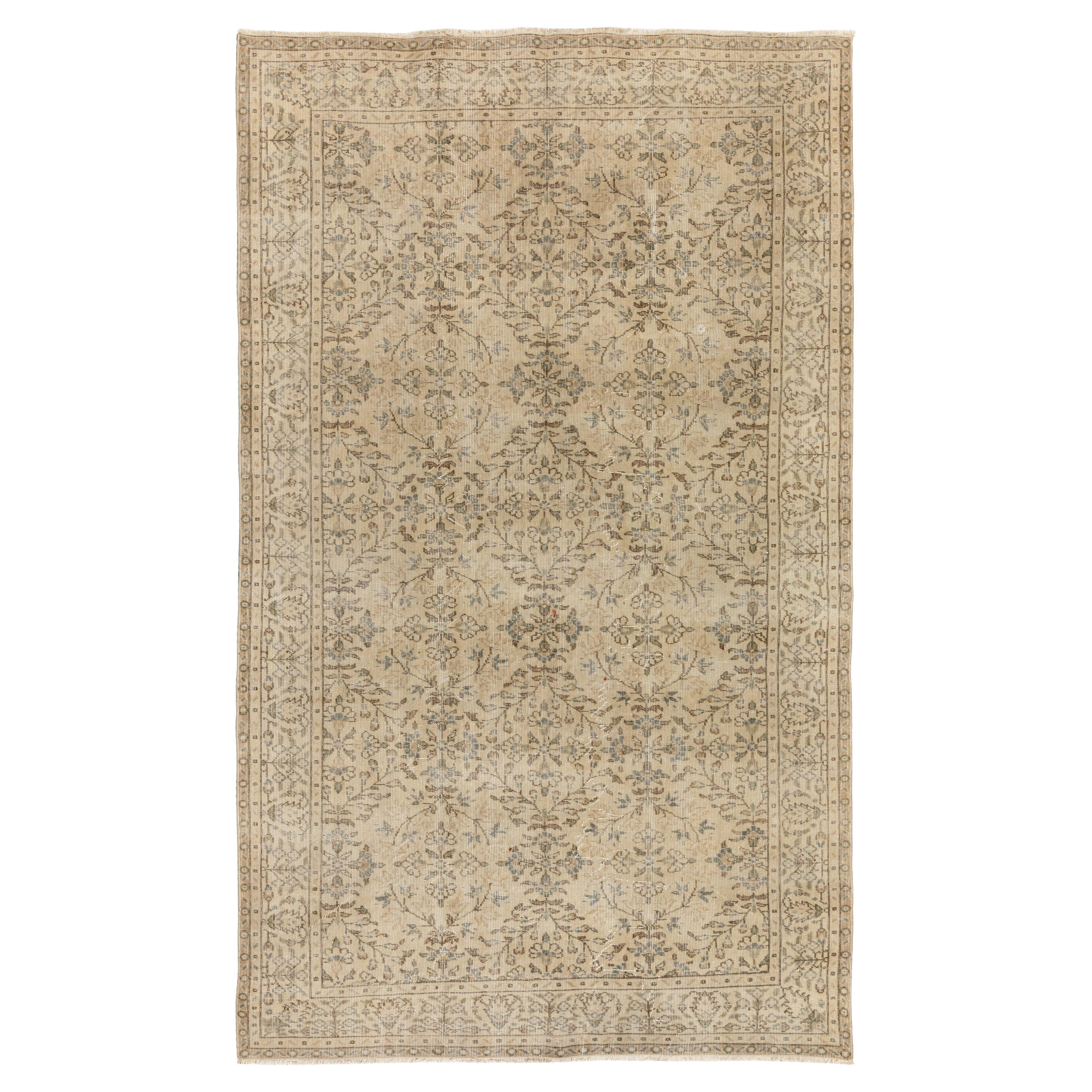 Vintage Turkish Hand Knotted Wool Rug For Sale at 1stDibs