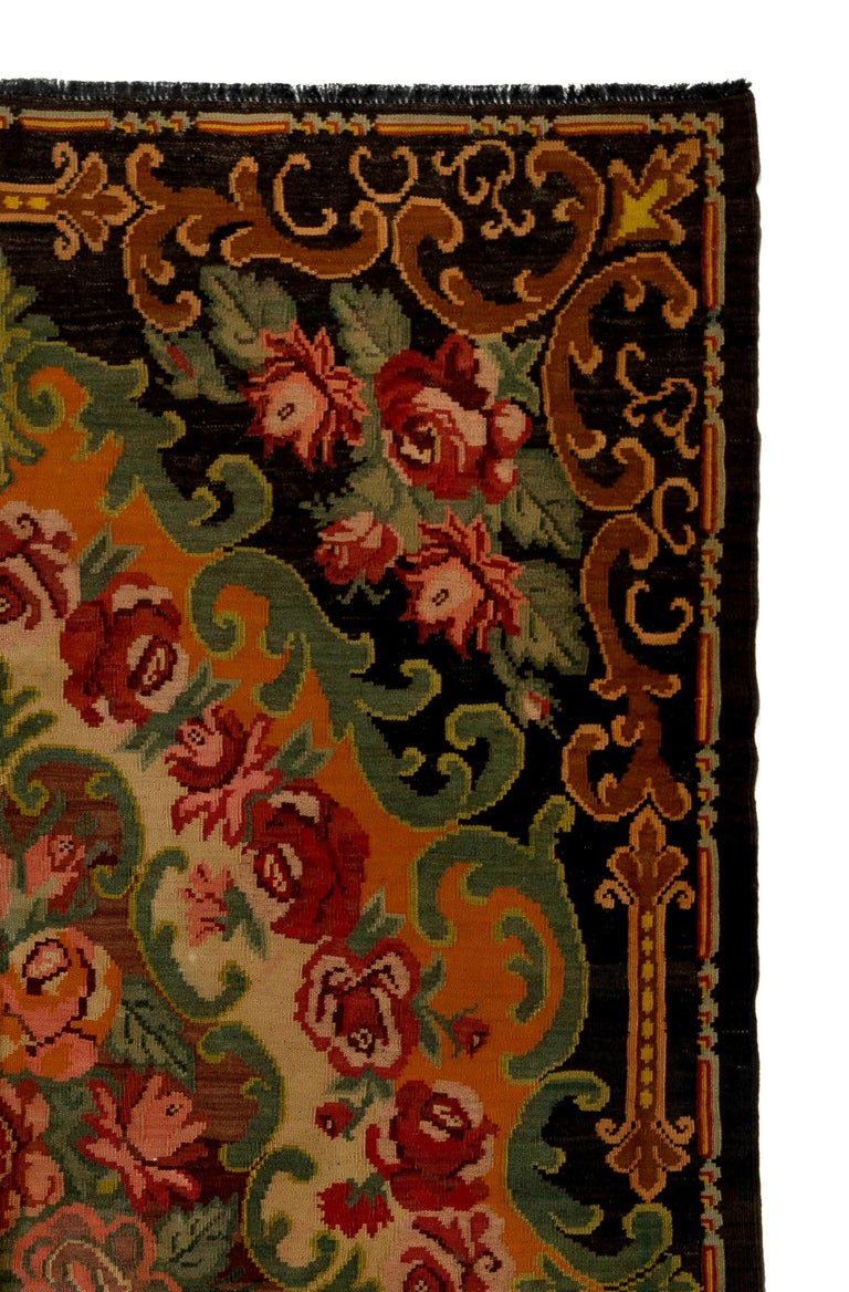 6.4x9.7 Ft Vintage Bessarabian Kilim, Floral Handwoven Wool Rug from ...