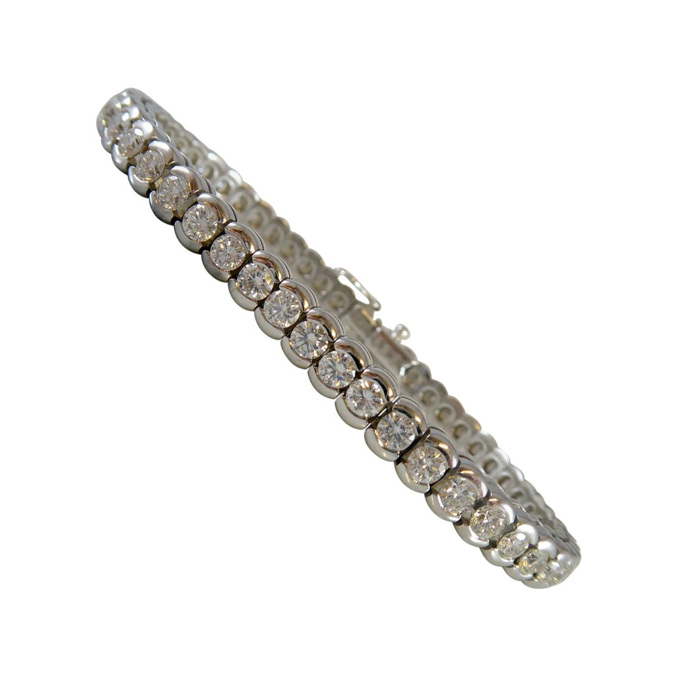 Diamond Tennis Bracelet in 14 Karat White Gold 6.50 Carat at 1stDibs