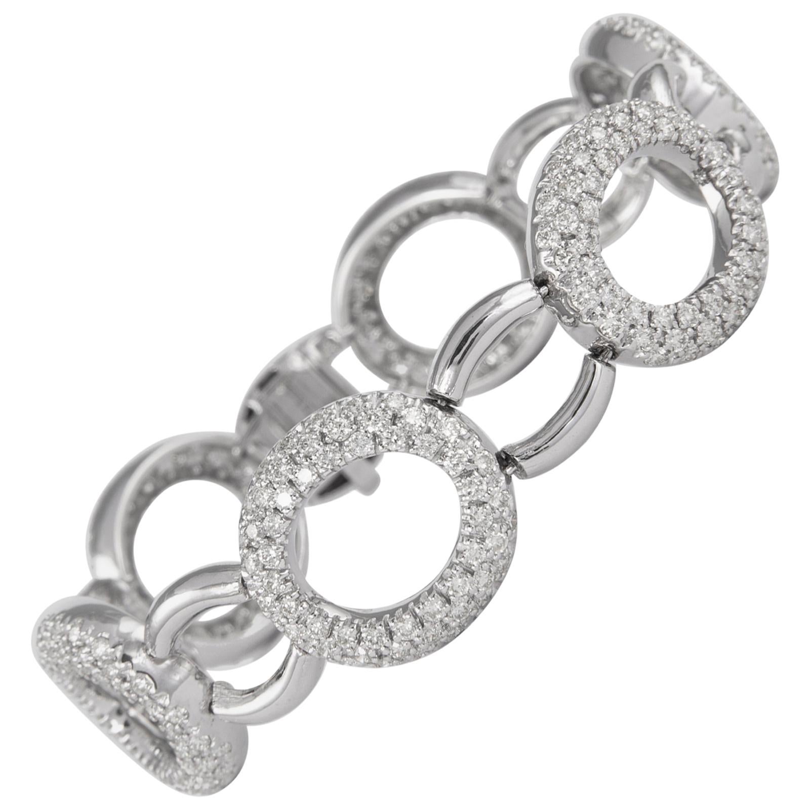 .36 Carat Round Diamond Bezel Set Gold Link Bracelet For Sale at 1stDibs