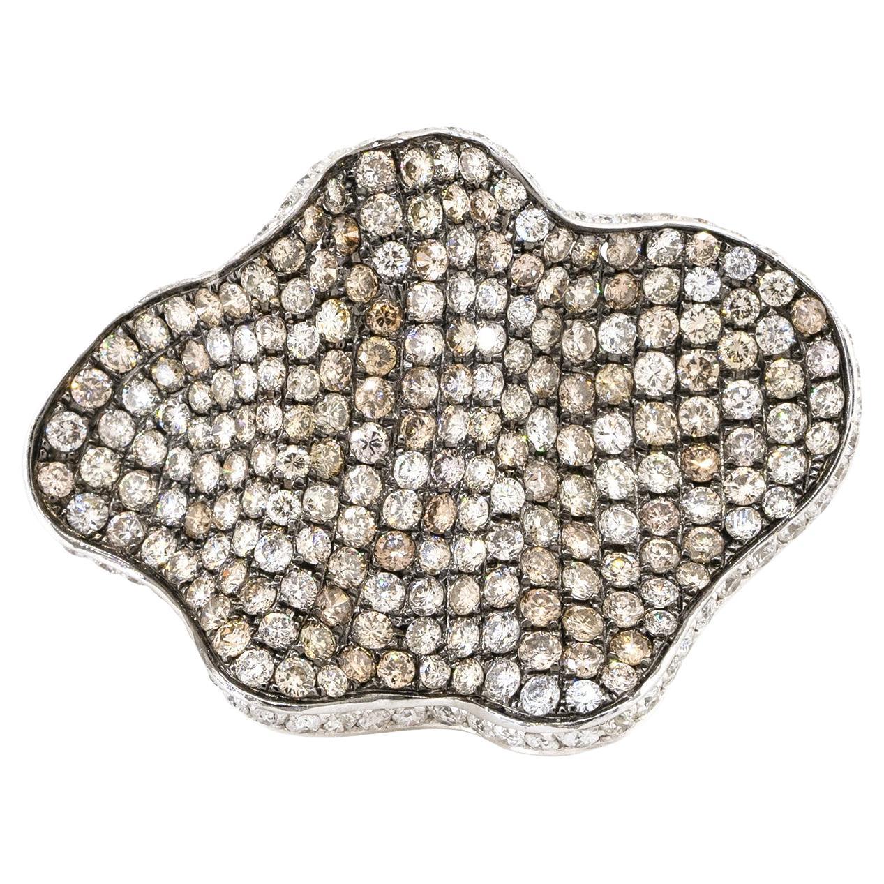Round Brilliant Diamond Pave Abstract Ring For Sale at 1stDibs
