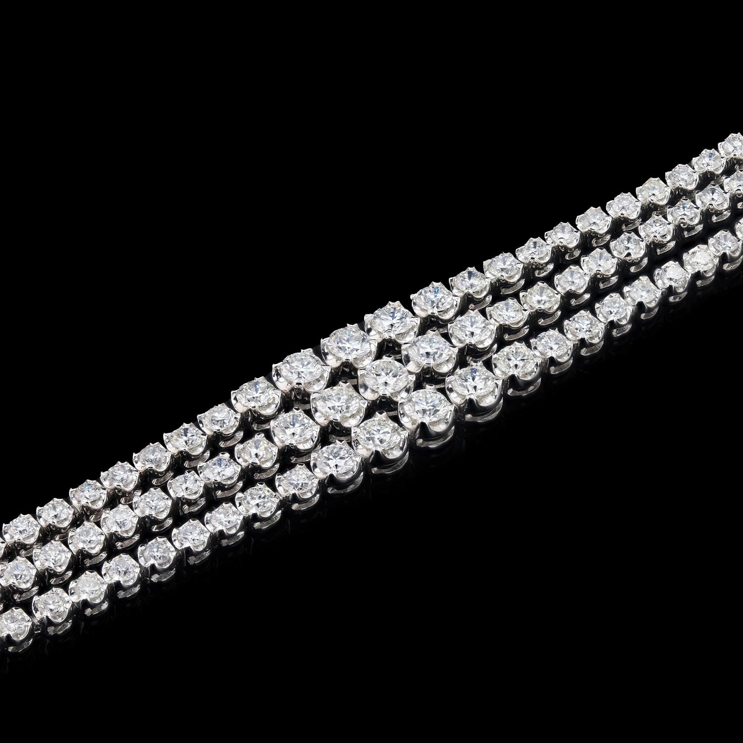 6 51ctw Diamond 14k White Gold Tennis Bracelet For Sale At 1stdibs