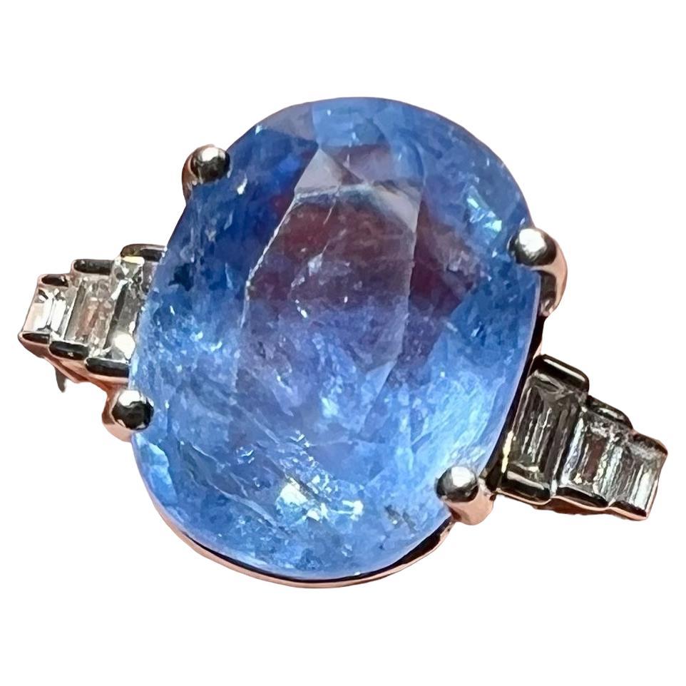 Ceylon sapphire ring 2.30 ct surrounded by calibrated diamonds For Sale ...