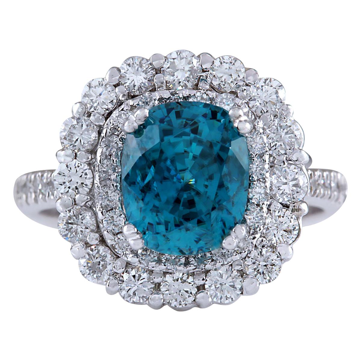 7.45 Carat Natural Zircon 18 Karat White Gold Diamond Ring For Sale at ...