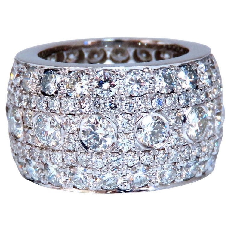 6.54ct Natural Round Diamonds Eternity Ring Domed 14kt For Sale at 1stDibs