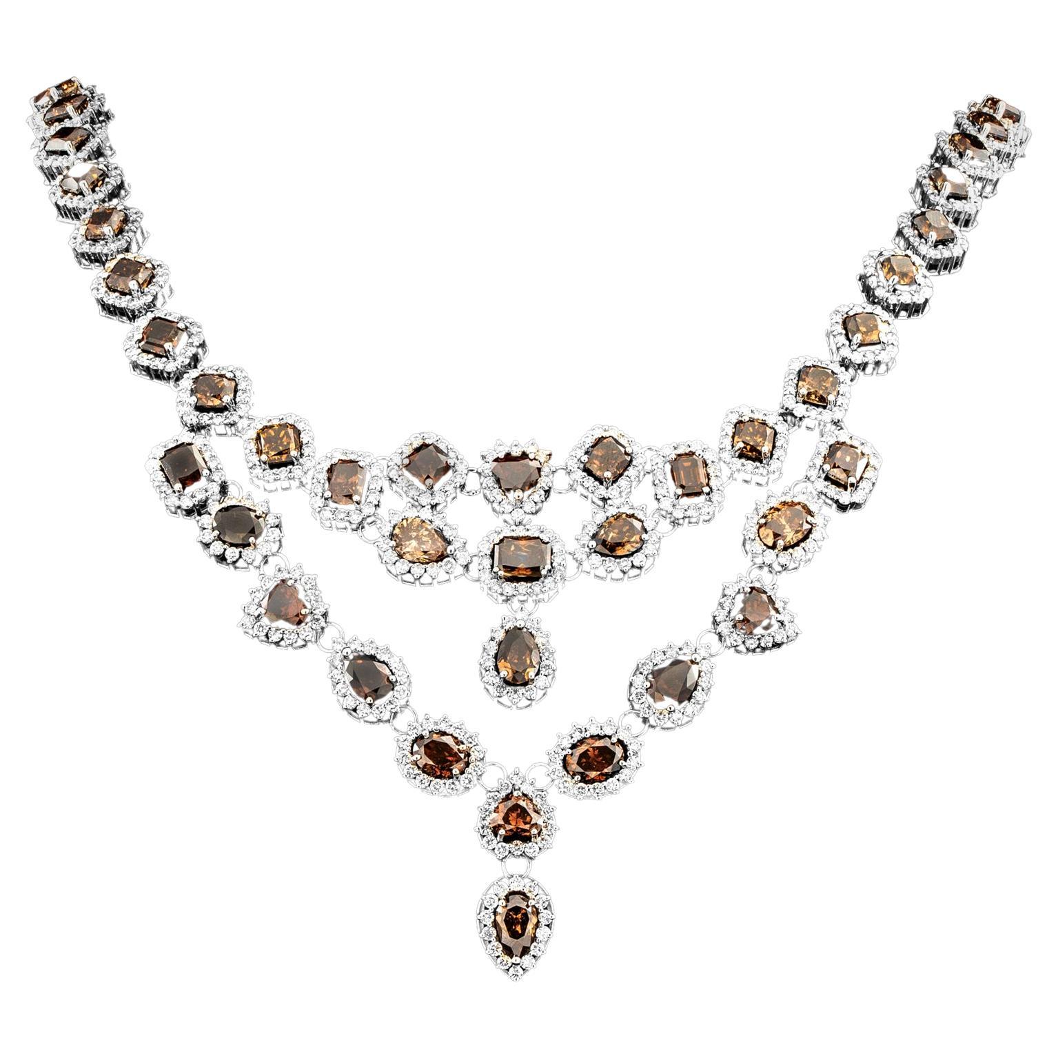 10.78 Tcw Natural Sapphire and Diamond Collier Necklace For Sale at 1stDibs