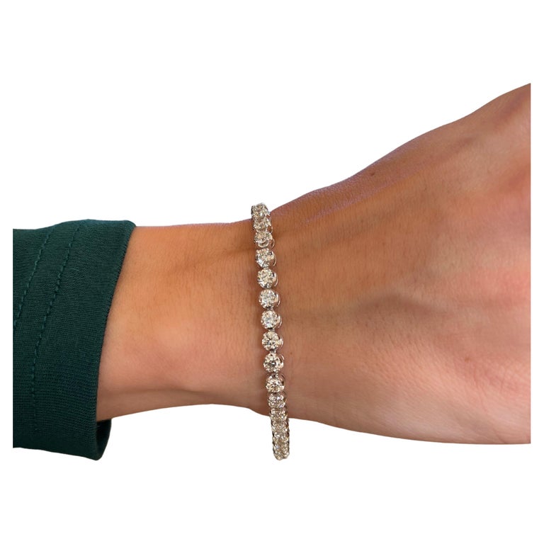 6.5CT Diamond Tennis Bracelet 'Illusion Set' 14K White Gold For Sale at 1stDibs