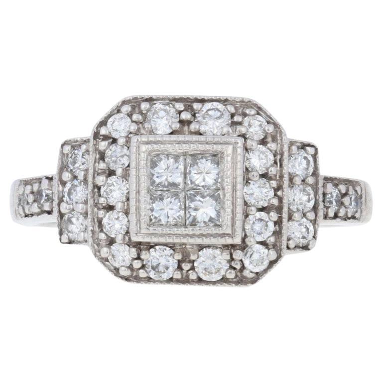 Customizable Yellow Gold Synthetic Sapphire and Diamond Cluster Ring ...