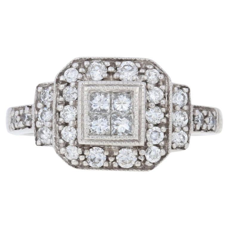 .65ctw Princess and Round Brilliant Diamond Ring, 14k Gold Milgrain ...