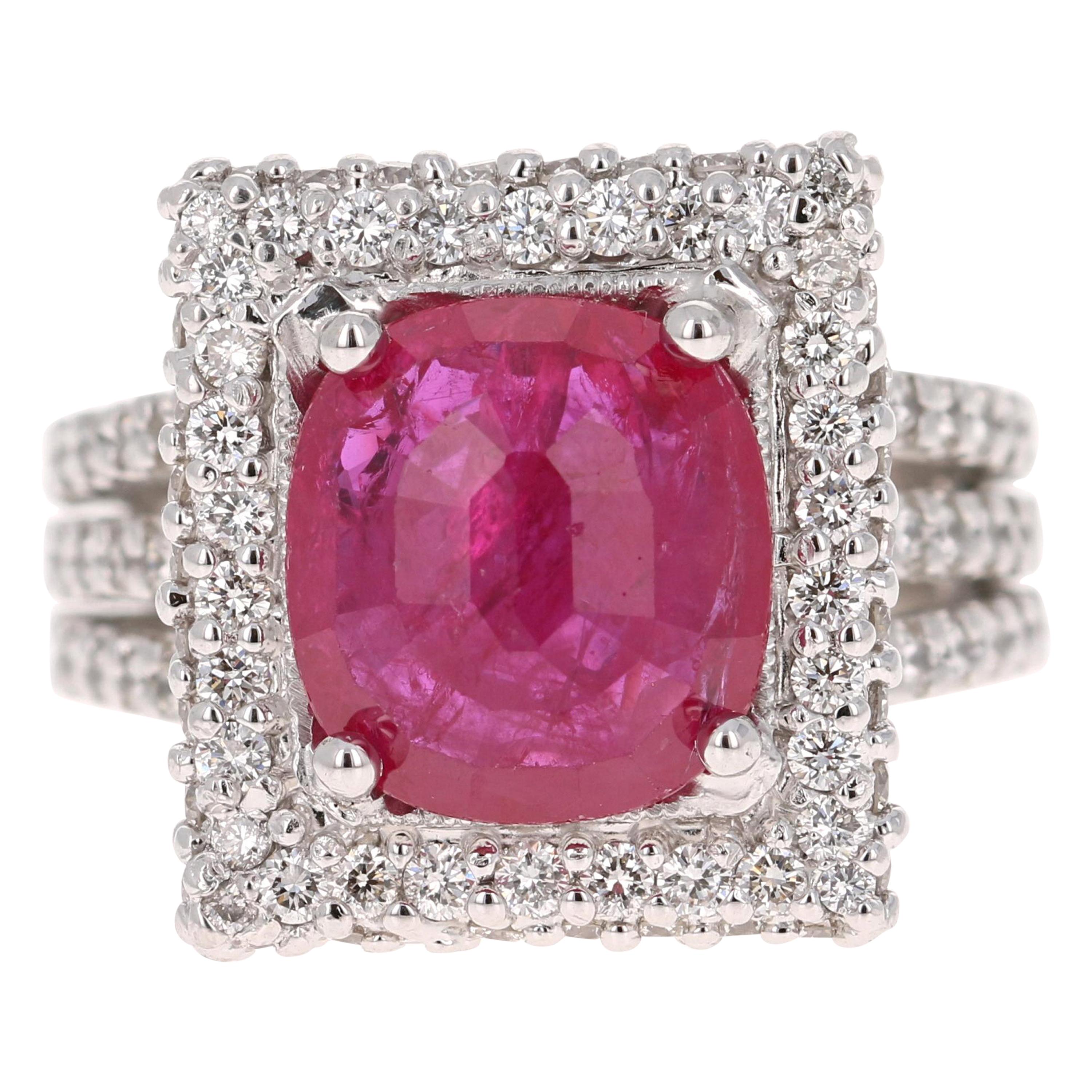 Incredible Eight Carat Certified Ruby and Diamond Set in Platinum For ...