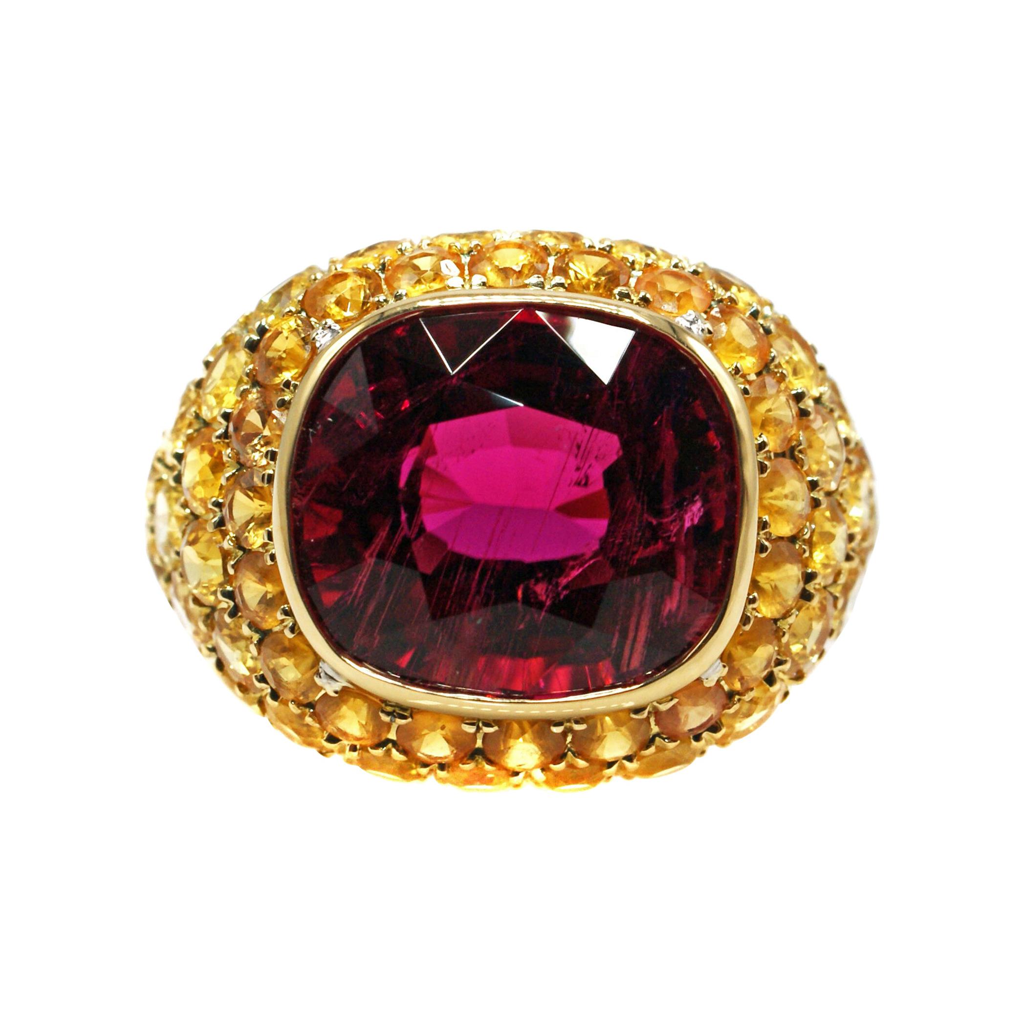 Royal Gem Rubelite Diamond Gold Ring For Sale at 1stDibs | royal gem ...