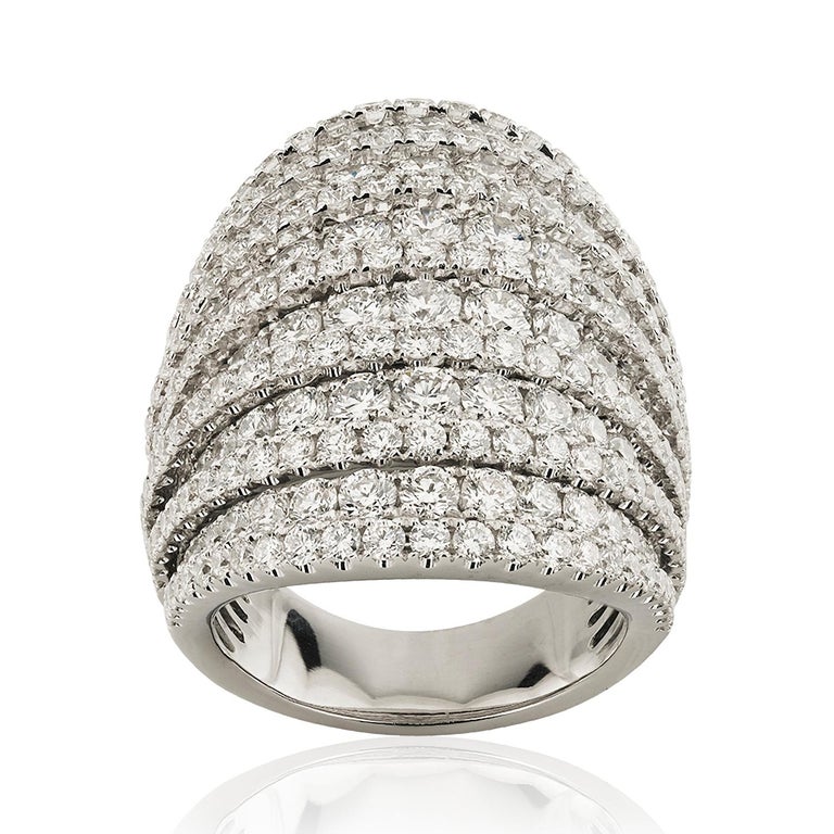 Customizable 6.65 Carat Multi Row Diamond Ring, 18K White Gold For Sale ...