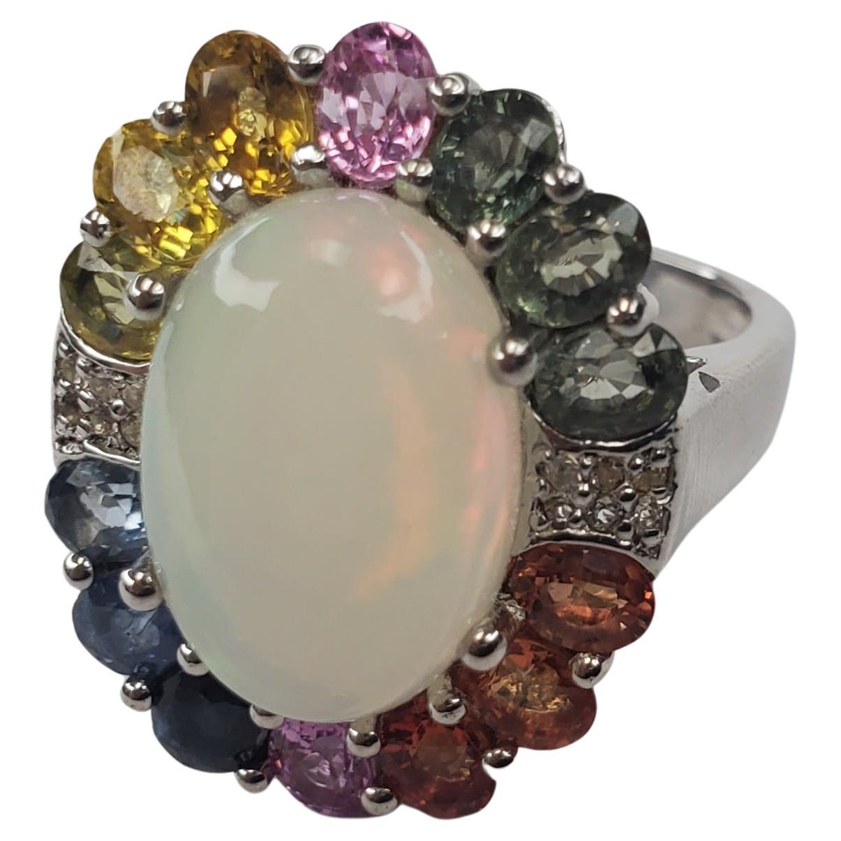 Sterling Silver Multi-Stone Flower Cluster Ring at 1stDibs