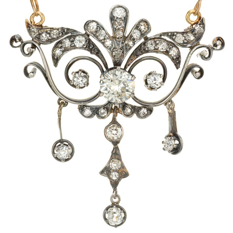 .67 Carat Old European Cut Diamond Silver Gold Victorian Pendant ...