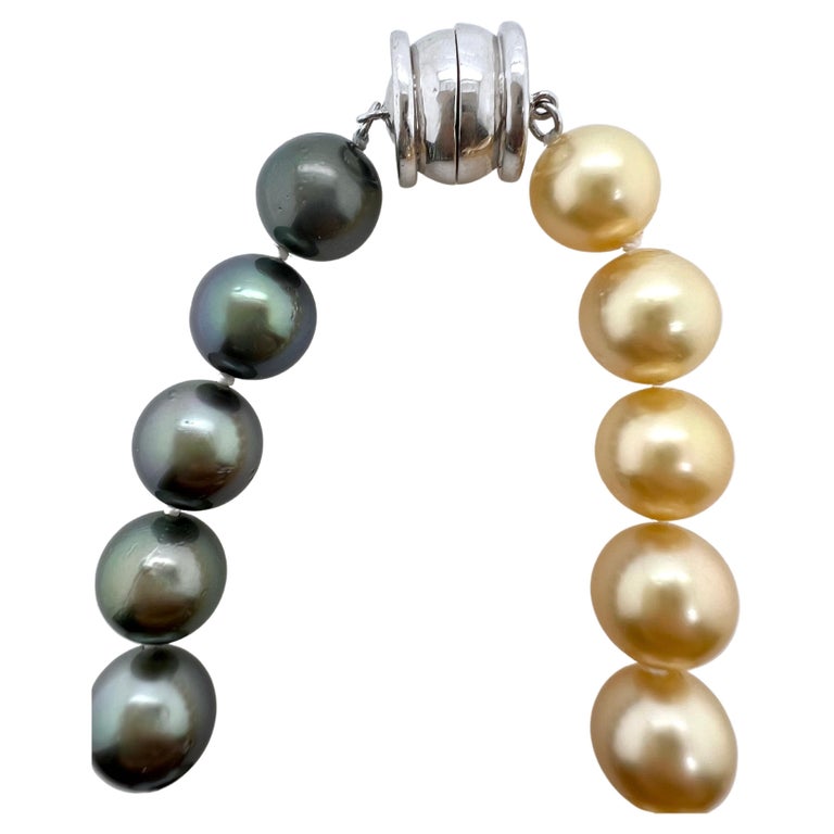 Color Gradient Strand of Gold, White South Sea Pearls and Black, Grey ...