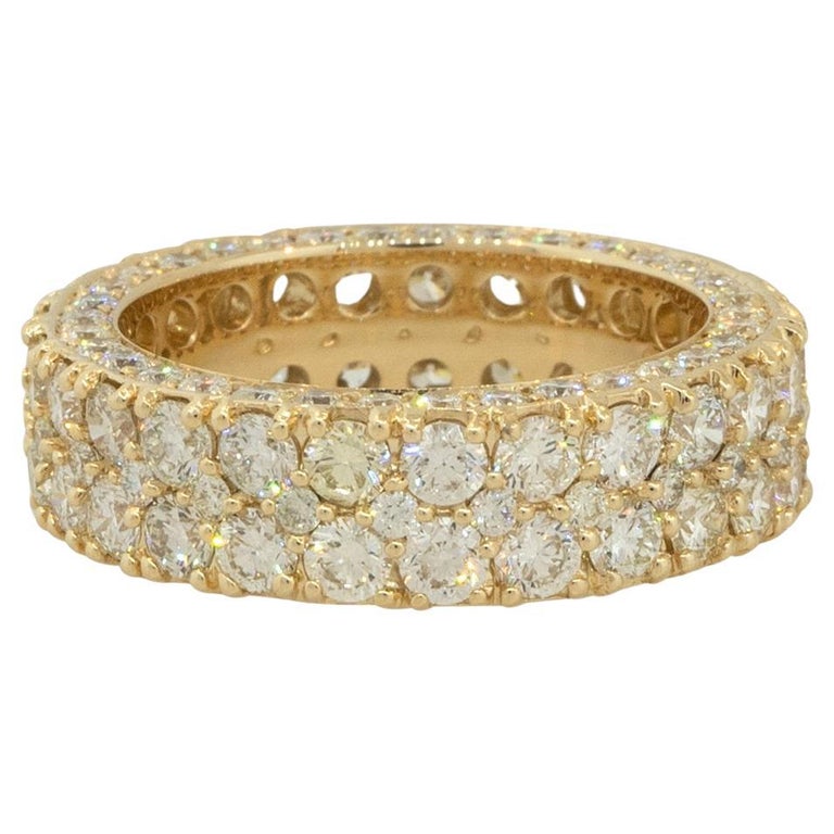 6.70 Carat Men's Pave Diamond Eternity Ring 14 Karat in Stock For Sale ...