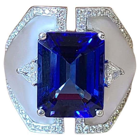 Oval Tanzanite And Diamonds Halo Cocktail Engagement Ring 4 85 Carat