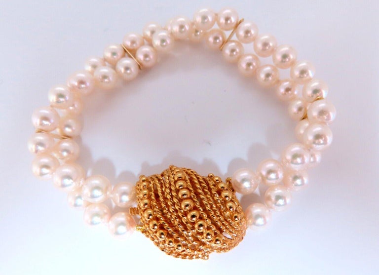 Akoya Pearls Pearls Double Stranded Bracelet 14kt Shell Twist Clasp For ...