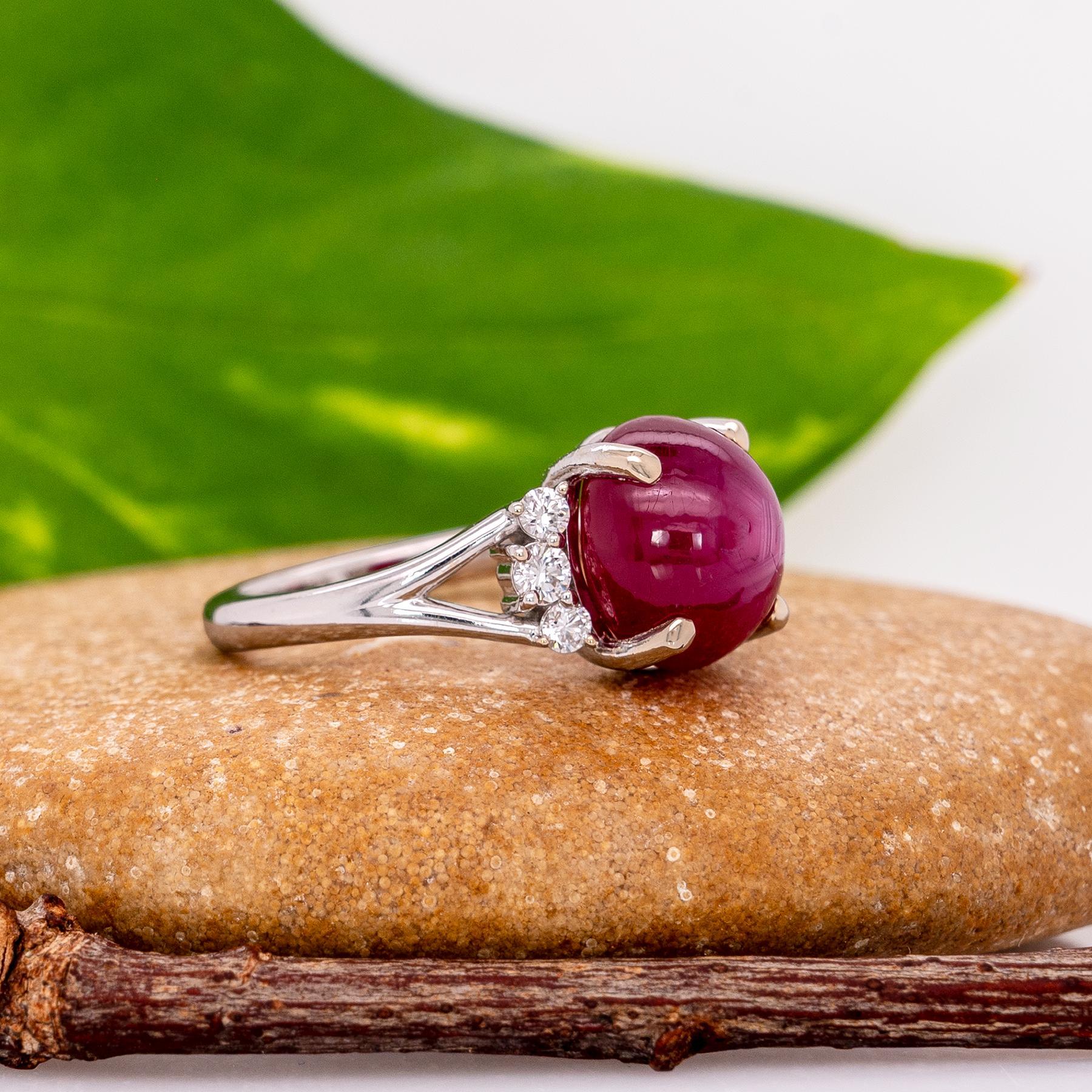 6.7cts Star Ruby Ring with Natural Diamond Accents: Solid 14k Gold ...